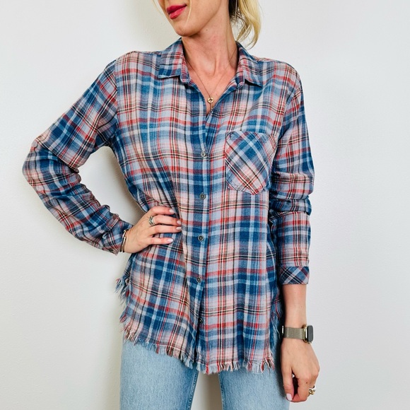 Chelsea & Violet | Tops | Chelsea Violet Cotton Blend Plaid Long Sleeve ...
